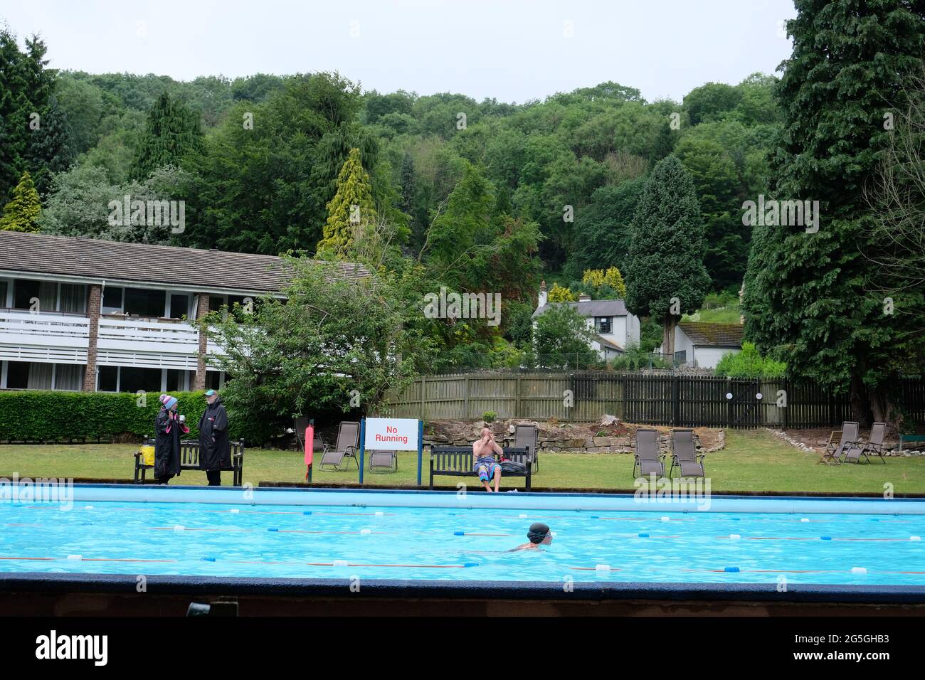 Lido at the New Bath Hotel, Matlock Bath, Derbyshire. It is naturally ...