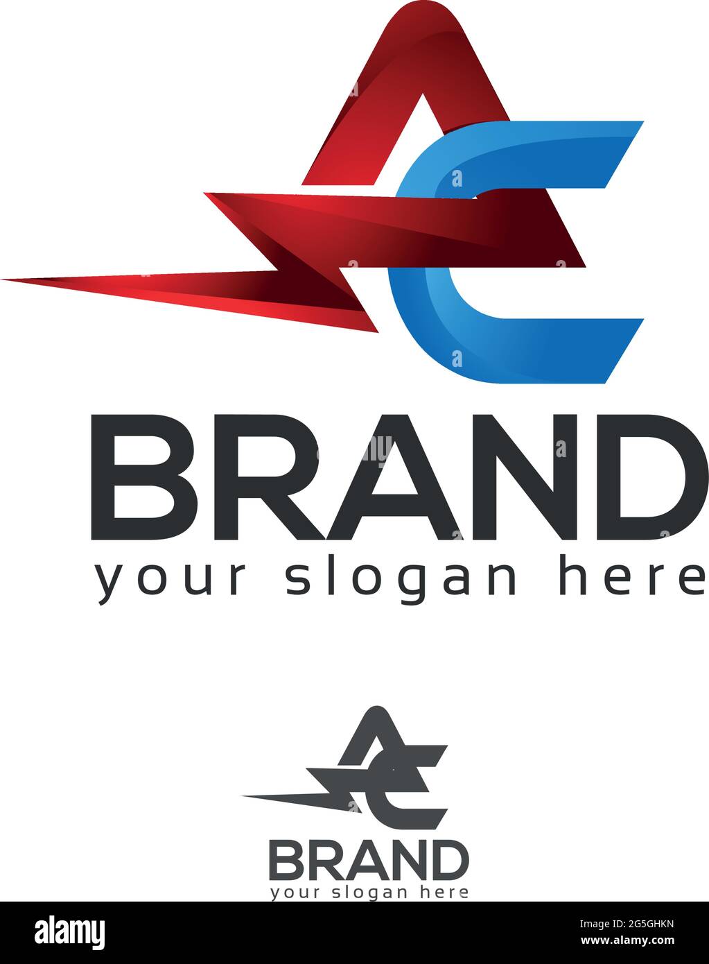 Letter A and C with lightning on white background. logo with a basic ...