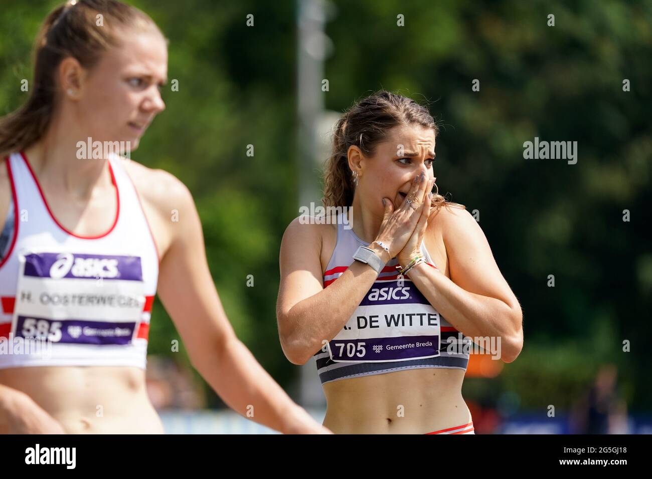 BREDA, NETHERLANDS - JUNE 27: Laura de Witte of the Netherlands reacts ...