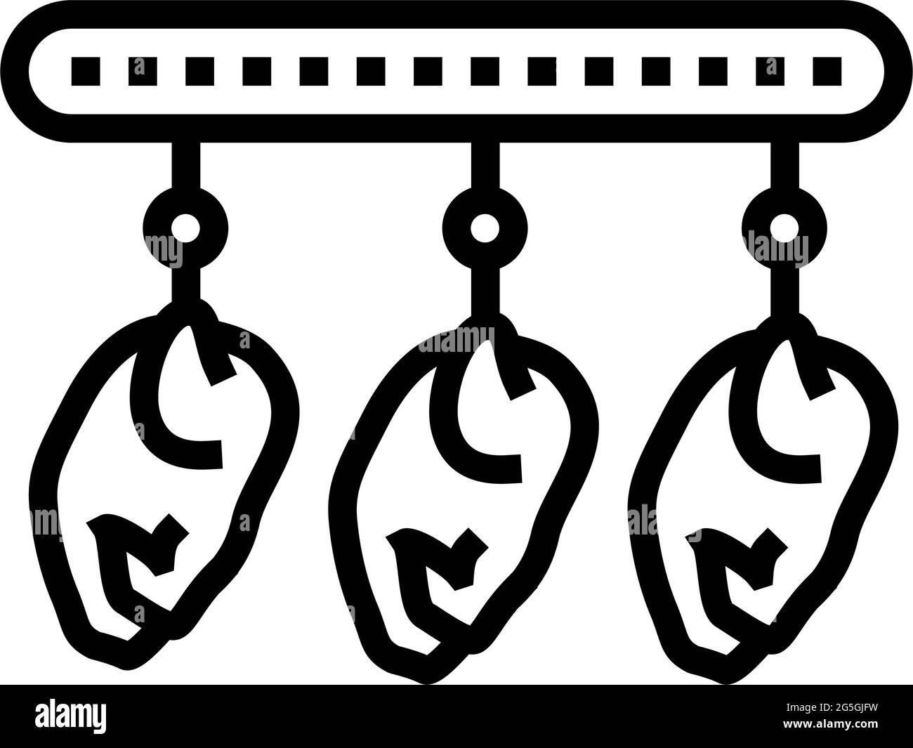 chicken carcass suspended on equipment line icon vector illustration ...