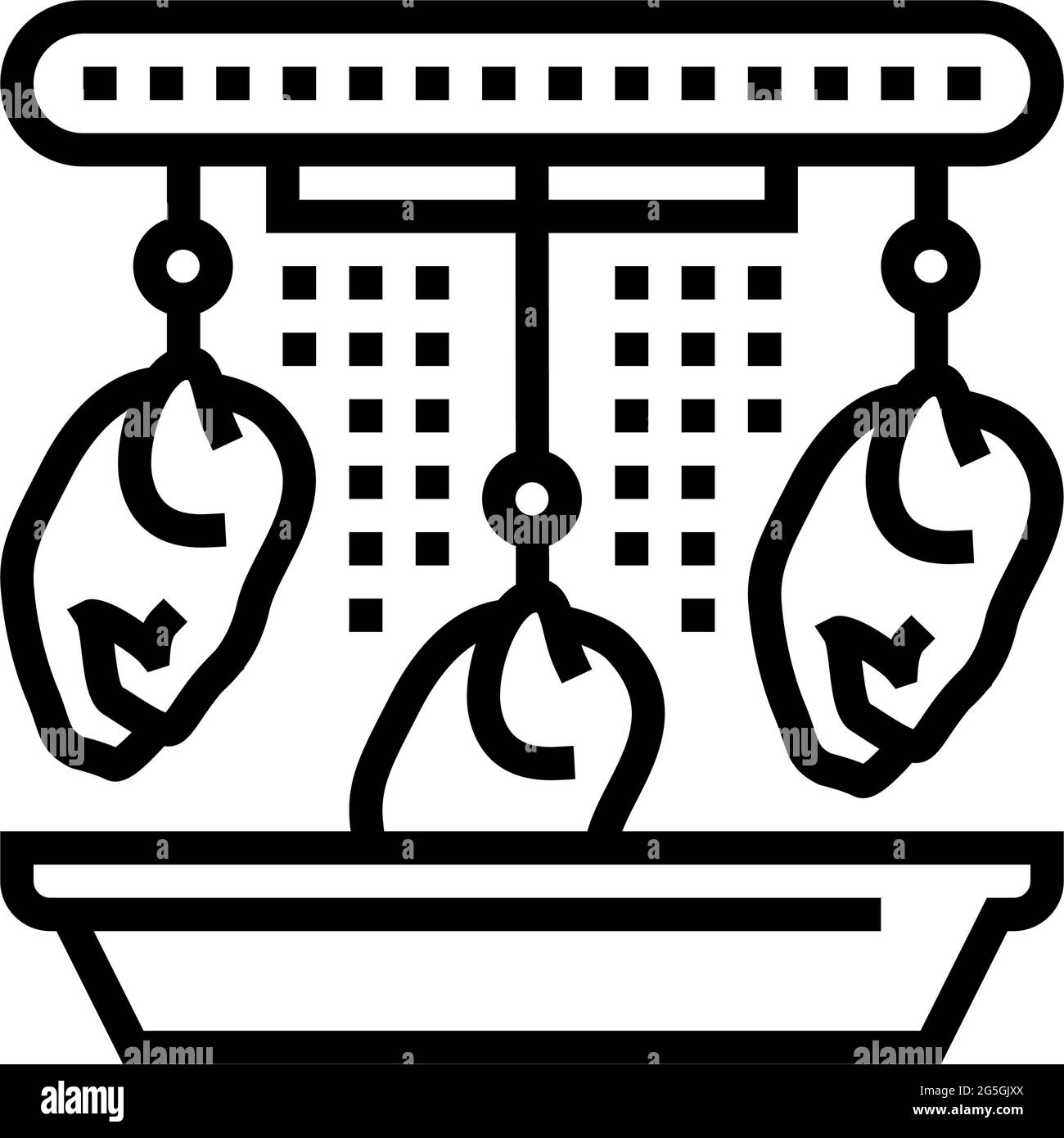 chicken carcass in factory washing machine line icon vector ...
