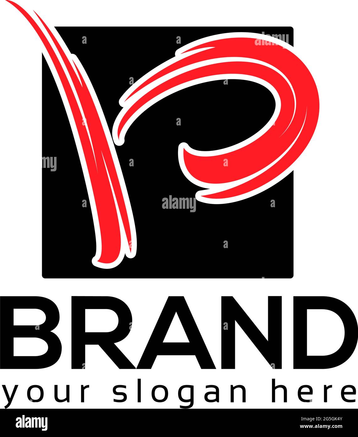 B Rectangular Logo. flat design. Vector Illustration on white ...