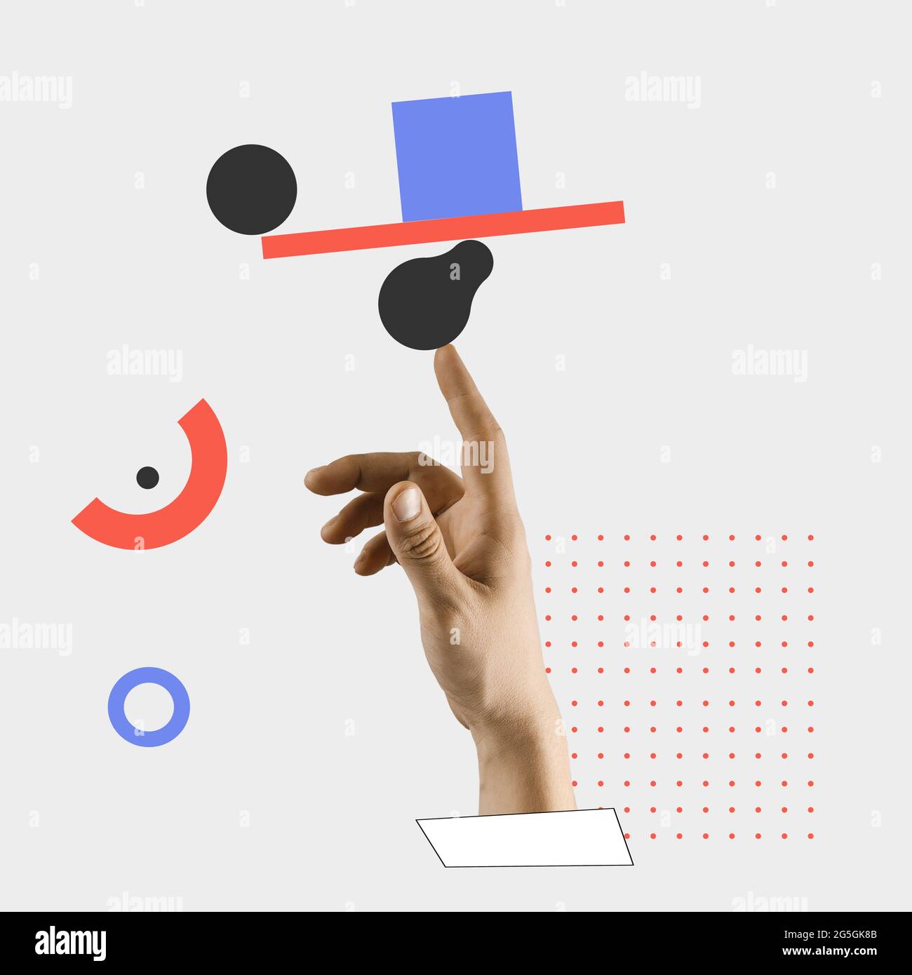 Contemporary art collage. Human hands isolated over light background ...