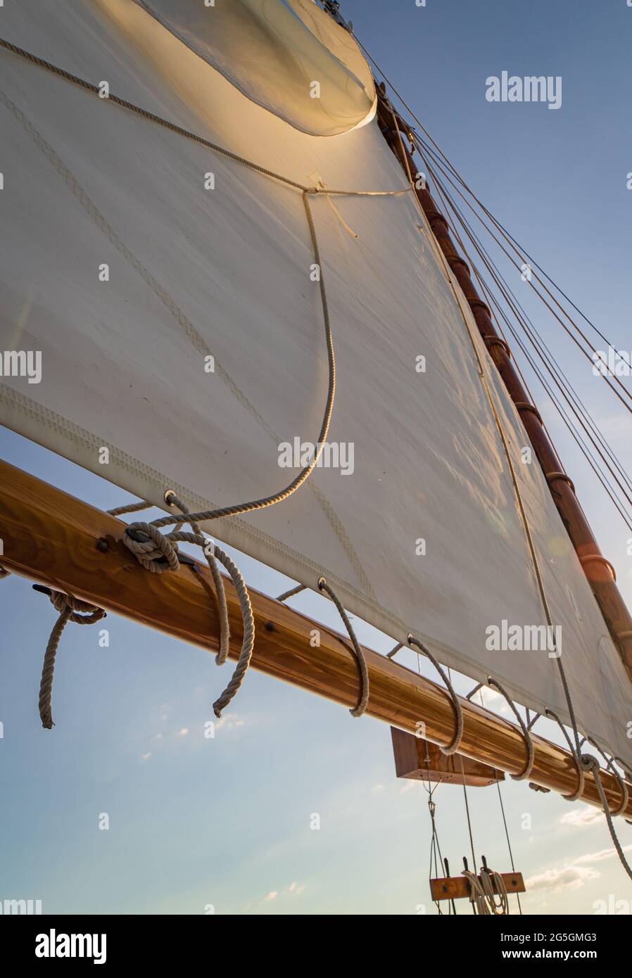 sail and rigging from historic schooner Stock Photo - Alamy