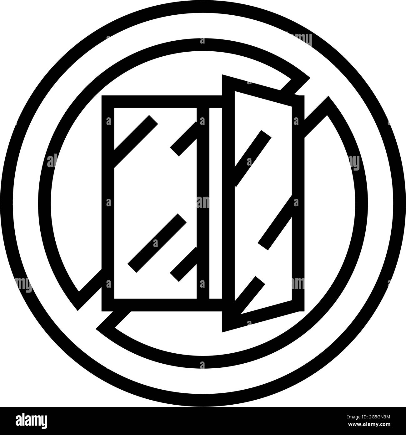 open window prohibition sign line icon vector illustration Stock Vector ...