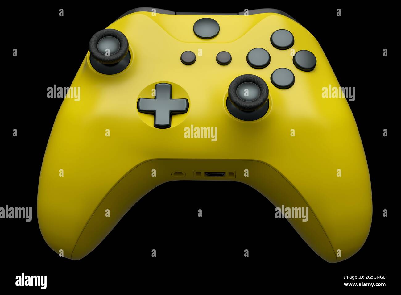 Realistic yellow joystick for video game controller on black background ...