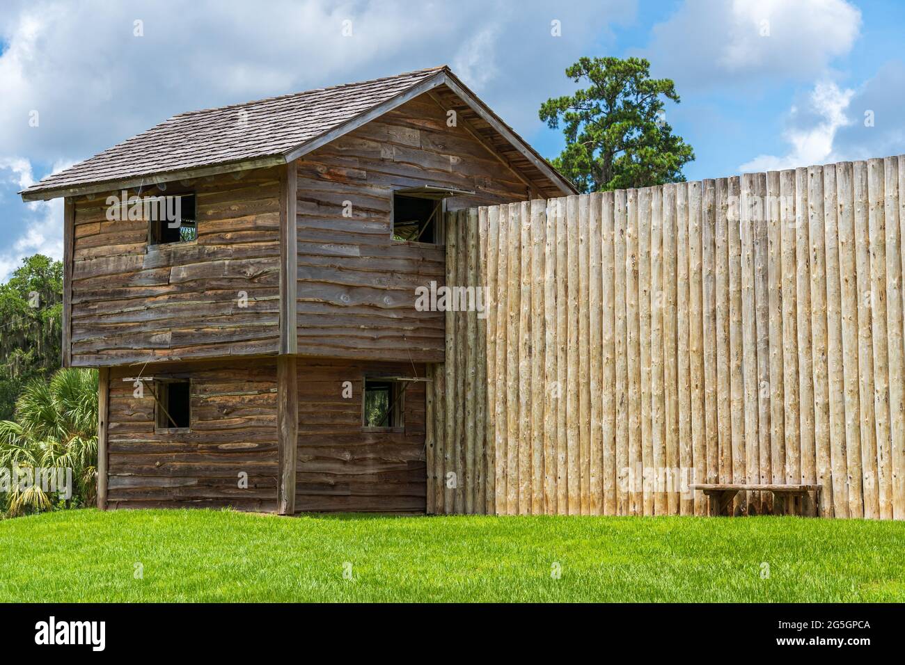 A blockhouse fortification at Fort King National Historic Landmark ...