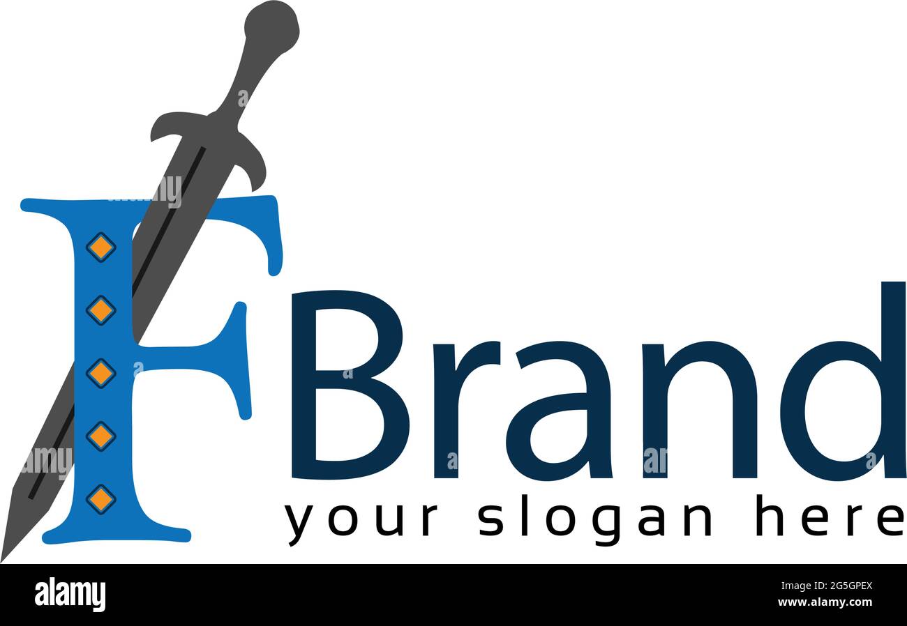Sword Letter f Logo. Vector Illustration on white background Stock ...