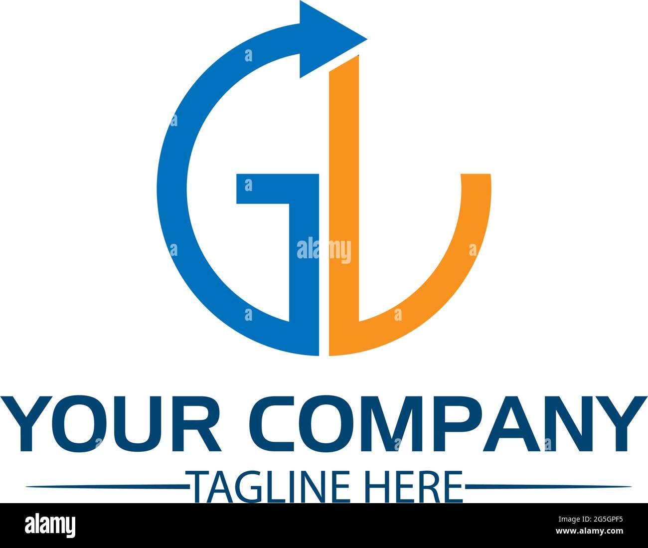 Letter GL logo with arrow, GL initial, flat design. technology logo ...