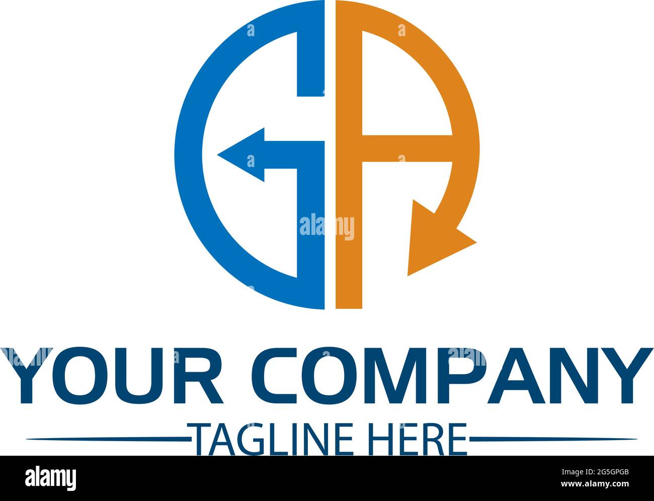 Letter GA logo with arrow, GA initial, flat design. technology logo ...