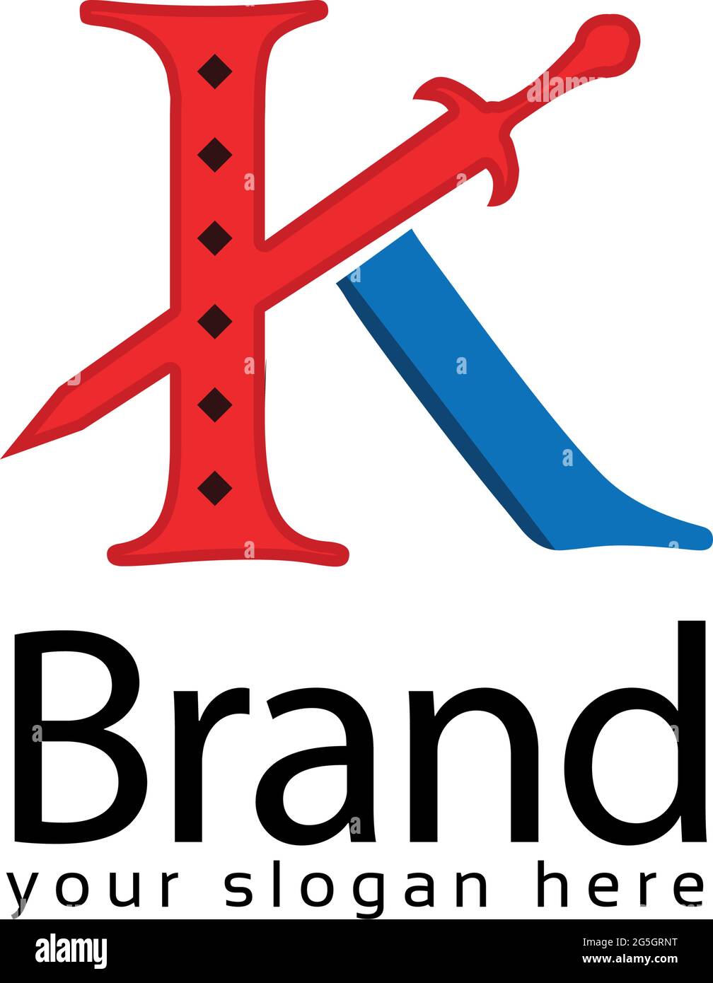Sword Letter k Logo. Vector Illustration on white background Stock ...