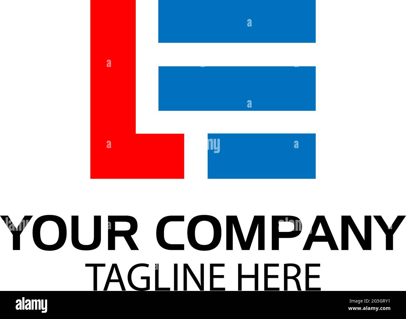 Red And Blue Letter LE Logo. Vector Illustration on white background ...
