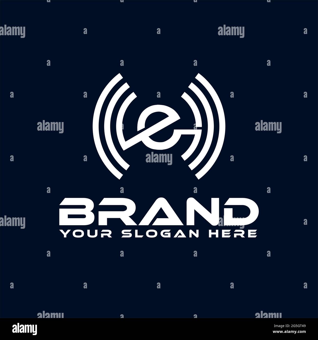 Letter e with signal on blue background. Flat design Stock Vector Image ...