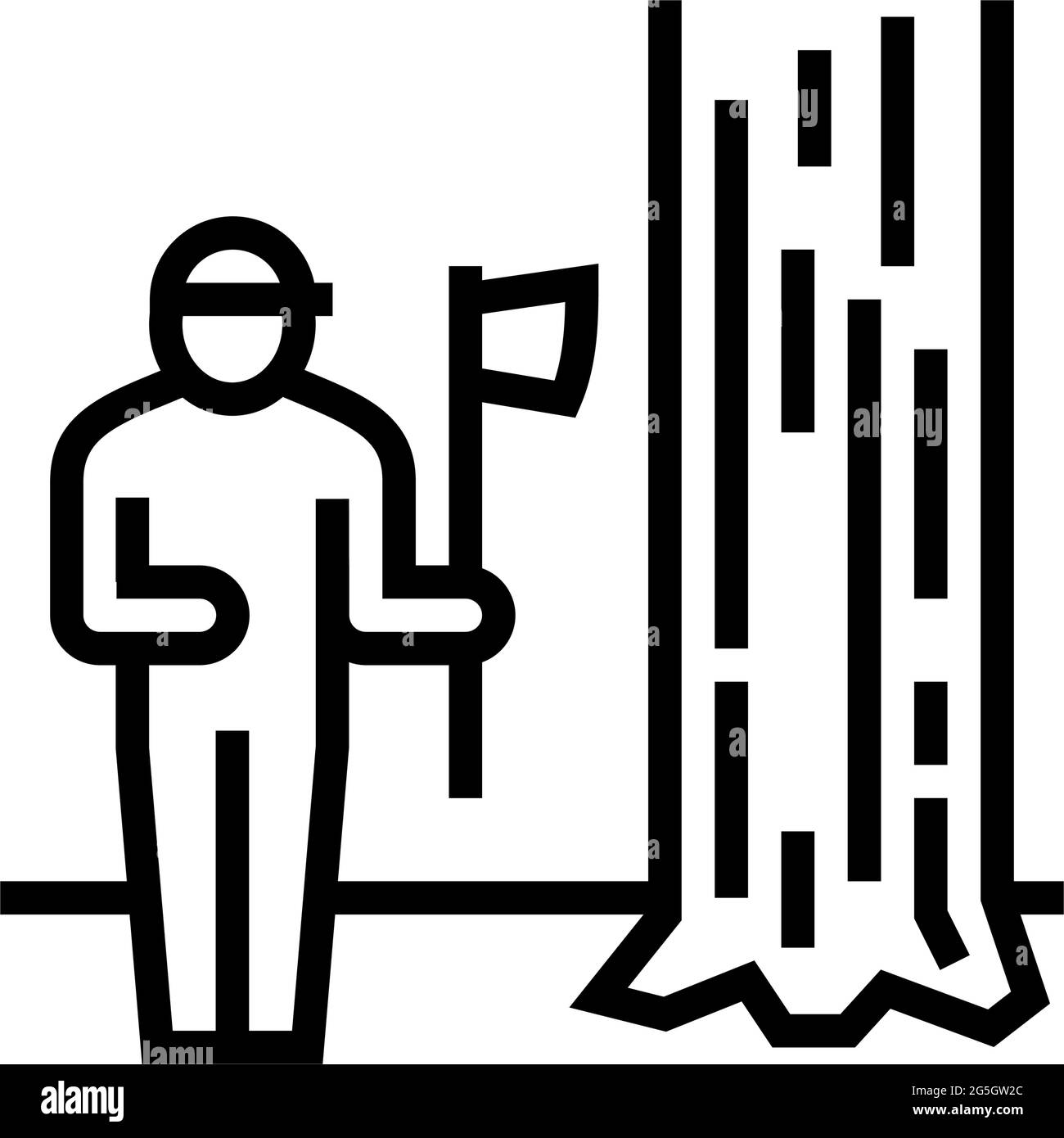 lumberjack chopping wood line icon vector illustration Stock Vector ...