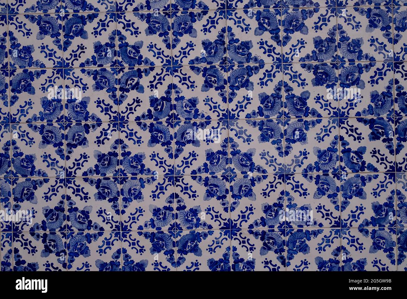 Old tiles wall on the street Portuguese painted tin-glazed, azulejos ...