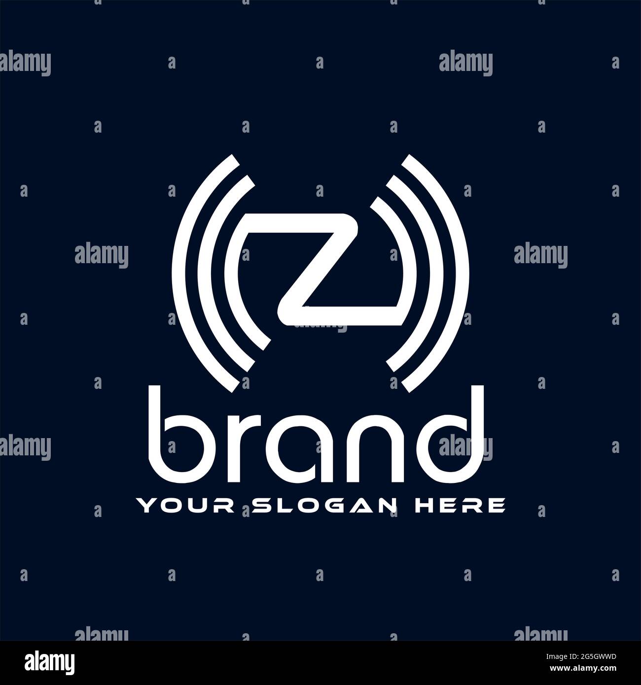 Letter z with signal on blue background. Flat design Stock Vector Image ...