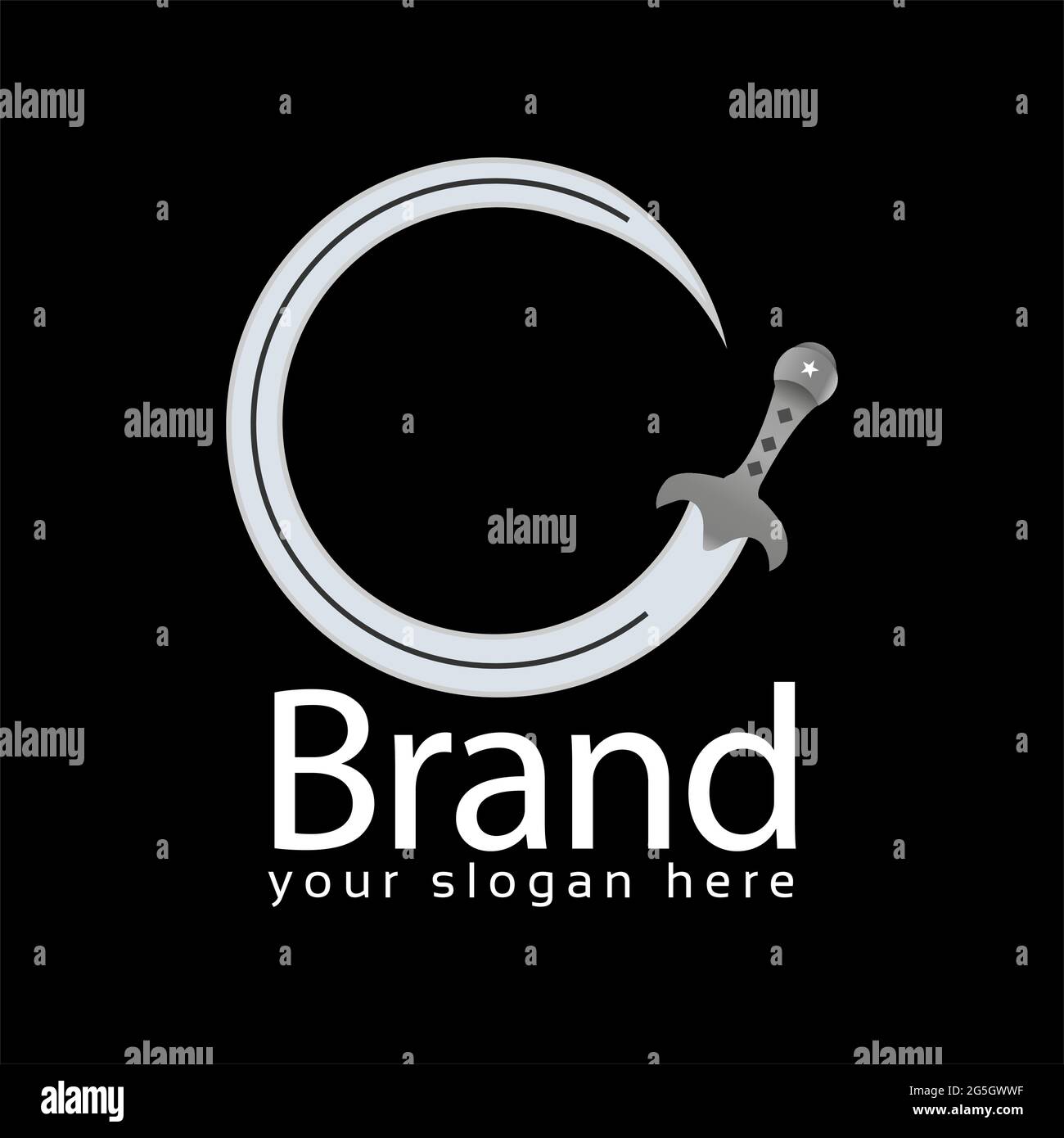 Circle Sword logo. Vector Illustration on black background Stock Vector ...