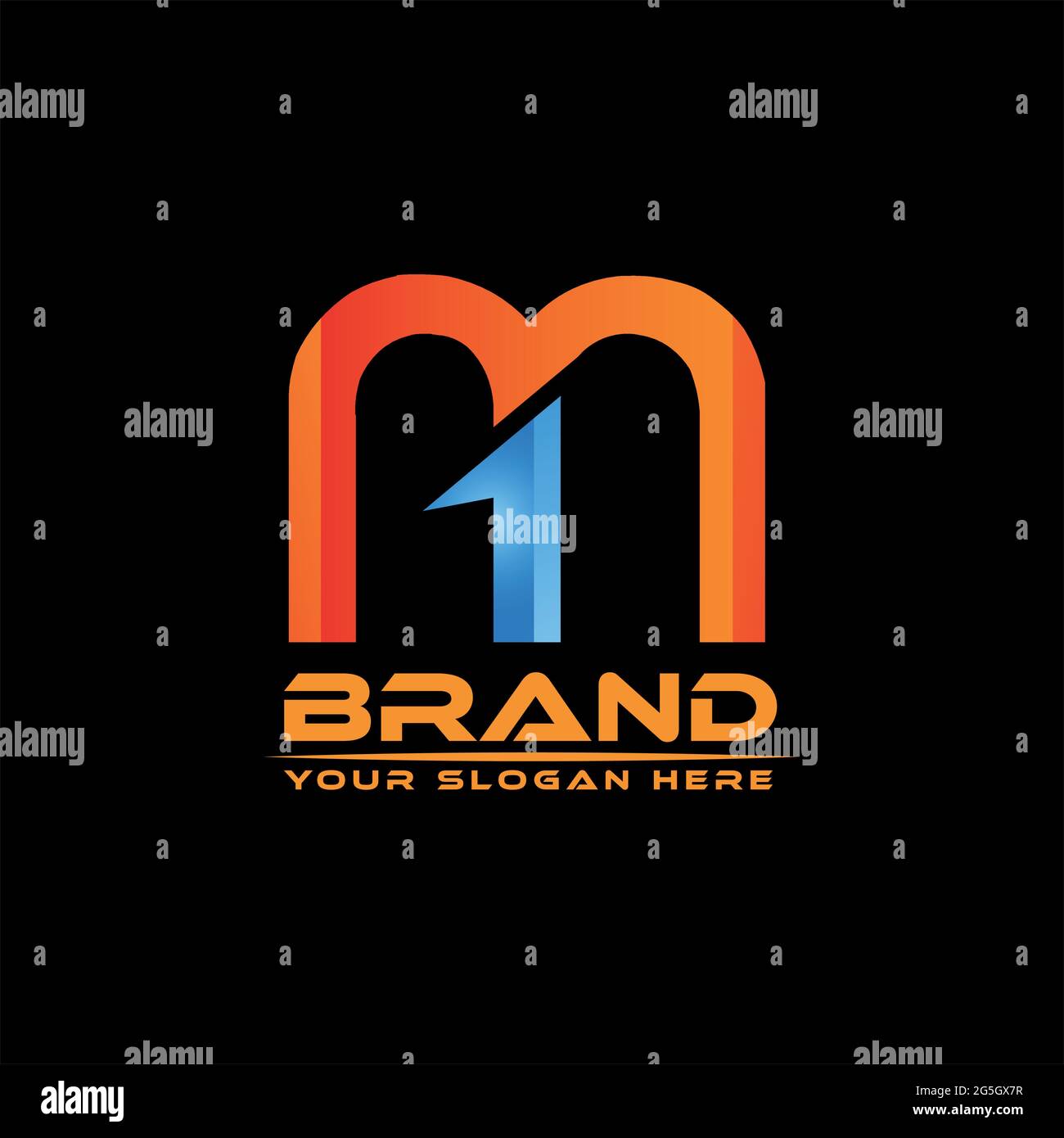 Letter m with number one Stock Vector Image & Art - Alamy