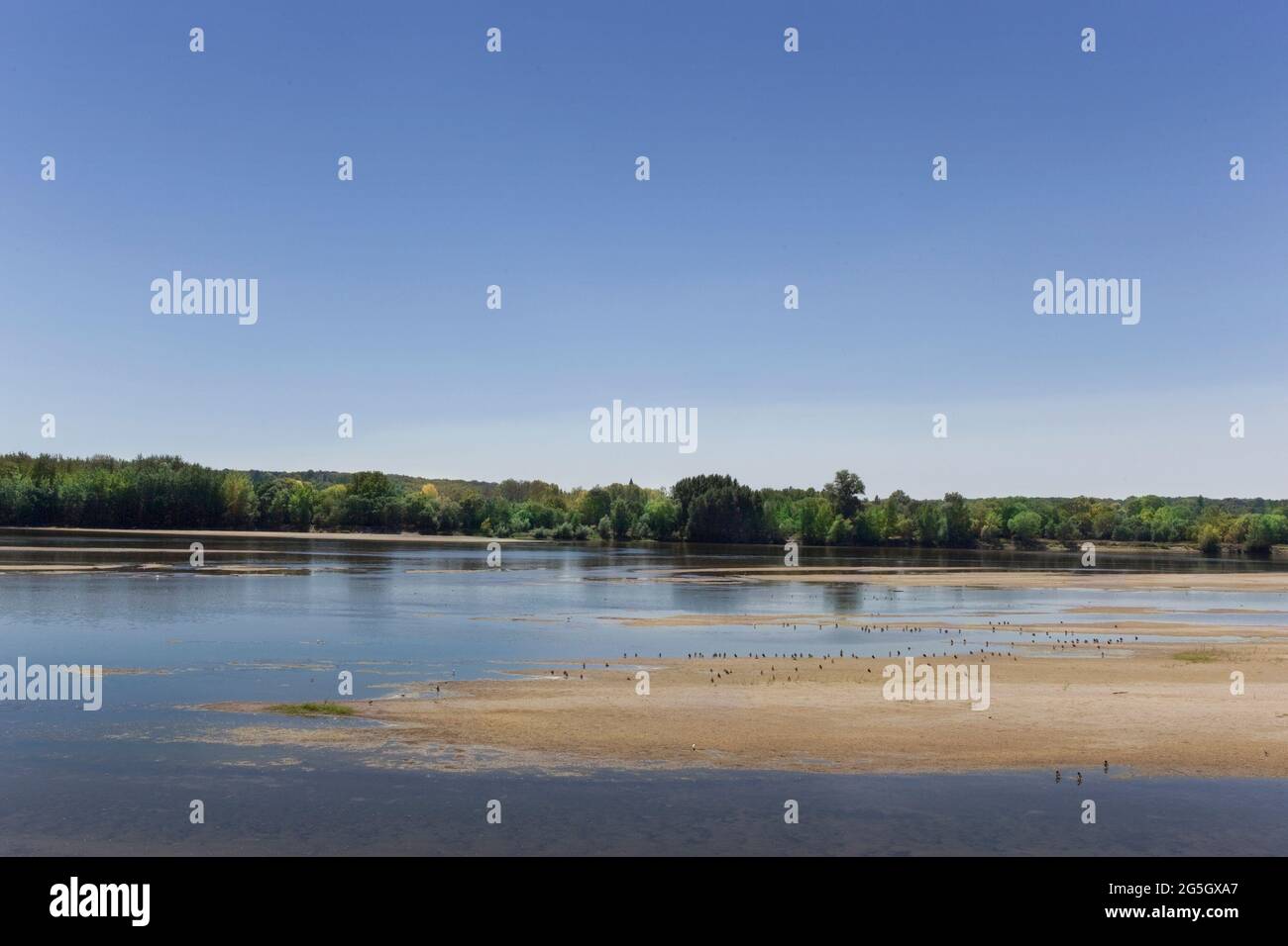 French river scape and blue sky in Summer Stock Photo - Alamy