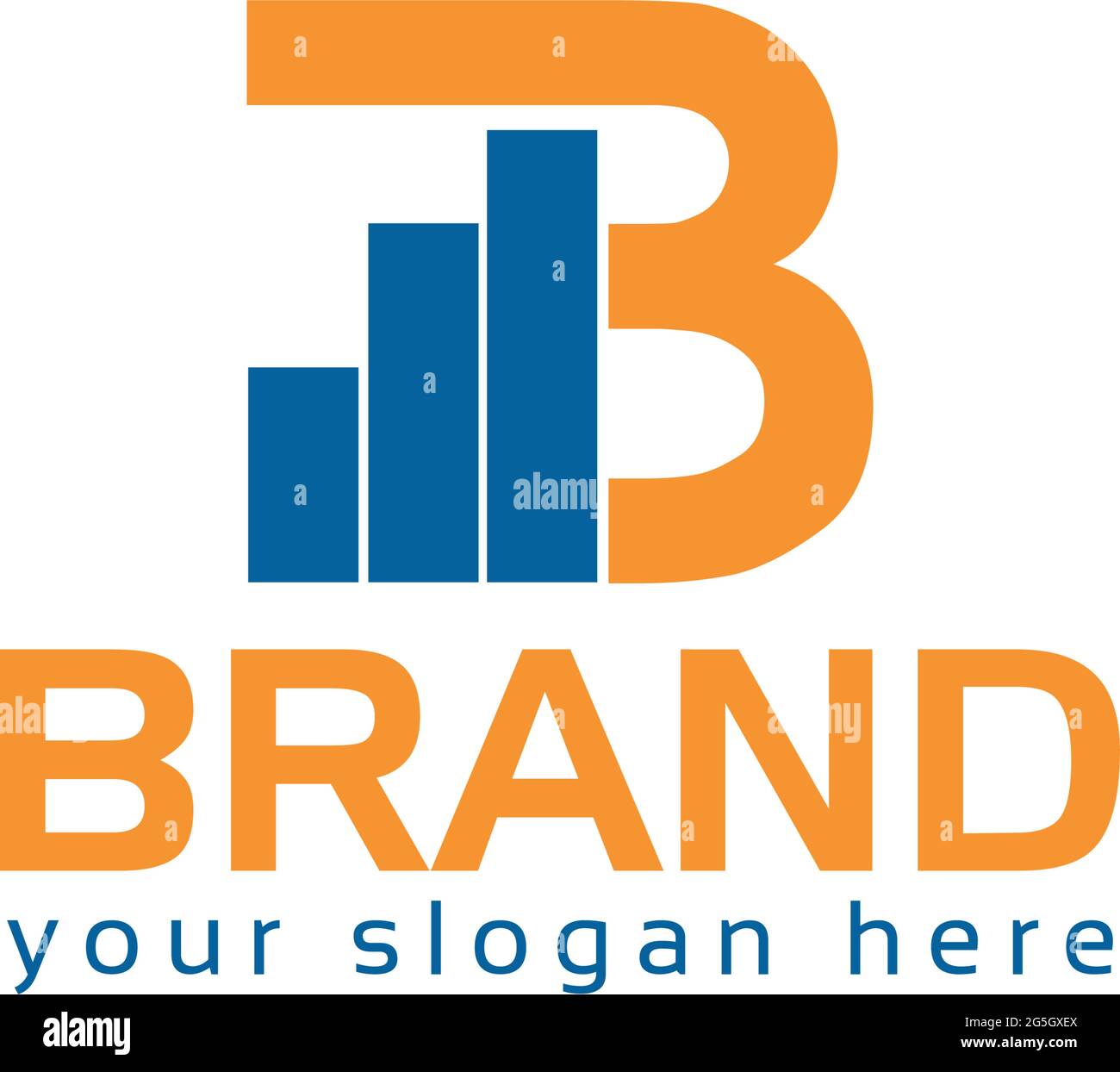 Blogo with growth chart. B letter. Flat logo design Stock Vector Image ...