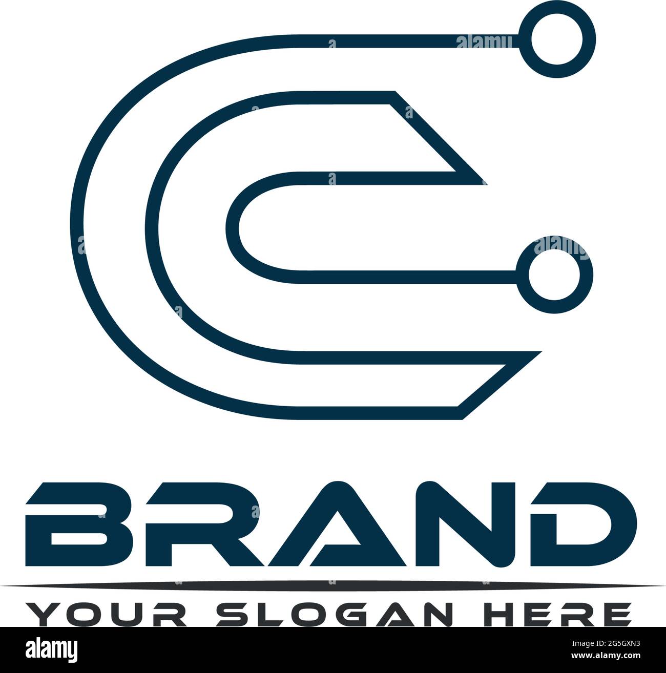 Letter C with circuit on white background. flat design Stock Vector ...