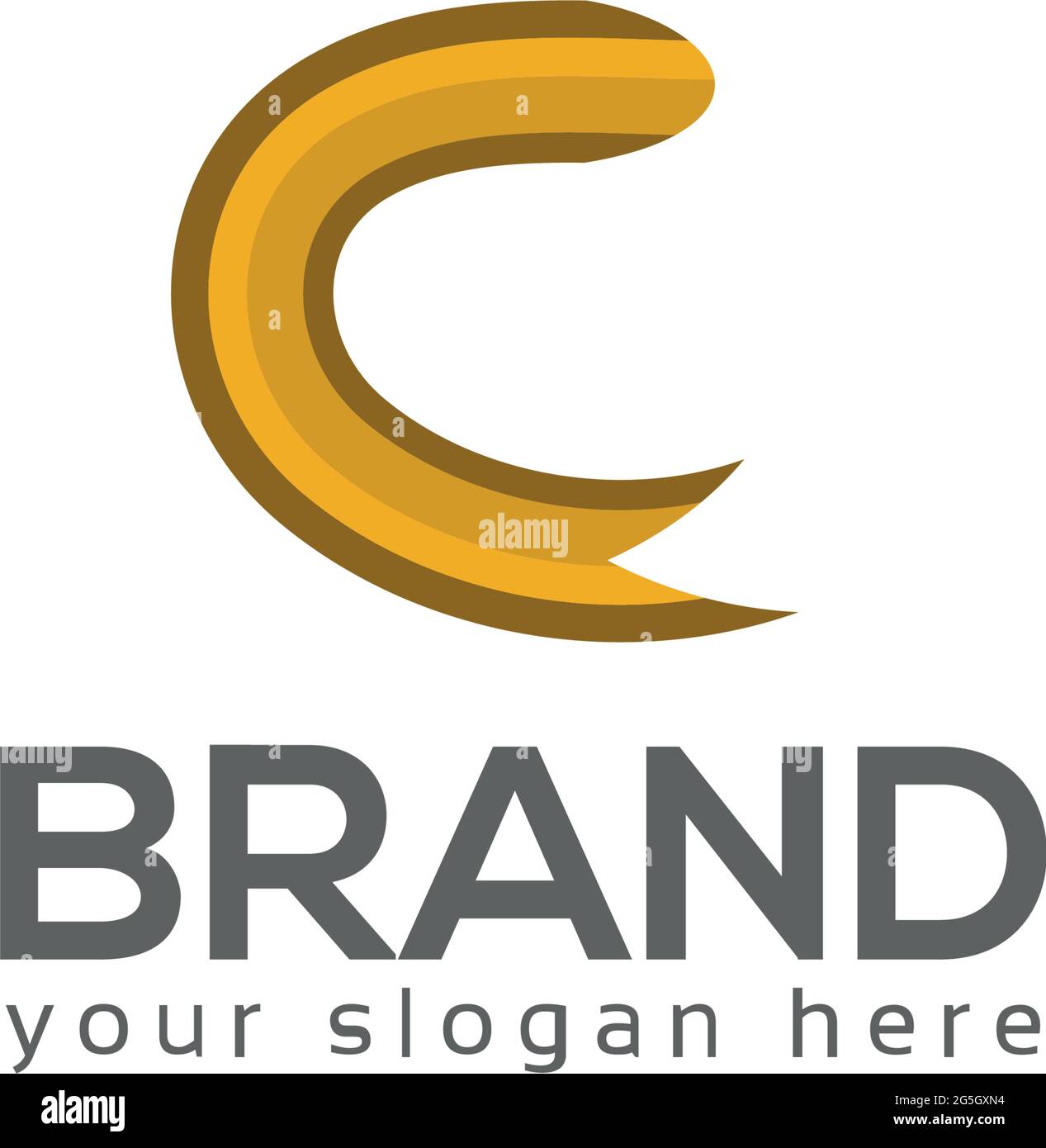Letter C with ribbon on white background. Logo Design Template. Flat ...