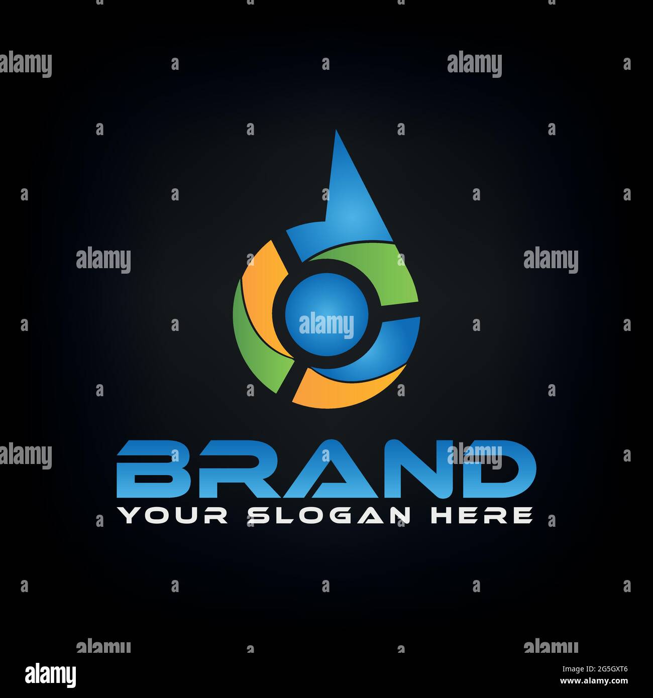 Letter D on black background. Logo Design Template. Flat design Stock ...