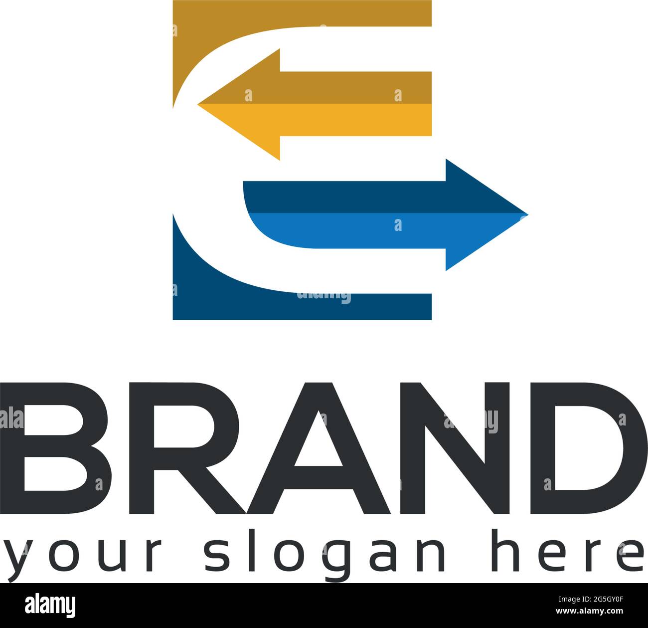 Letter e logo with arrow, e initial, flat design. technology logo Stock ...