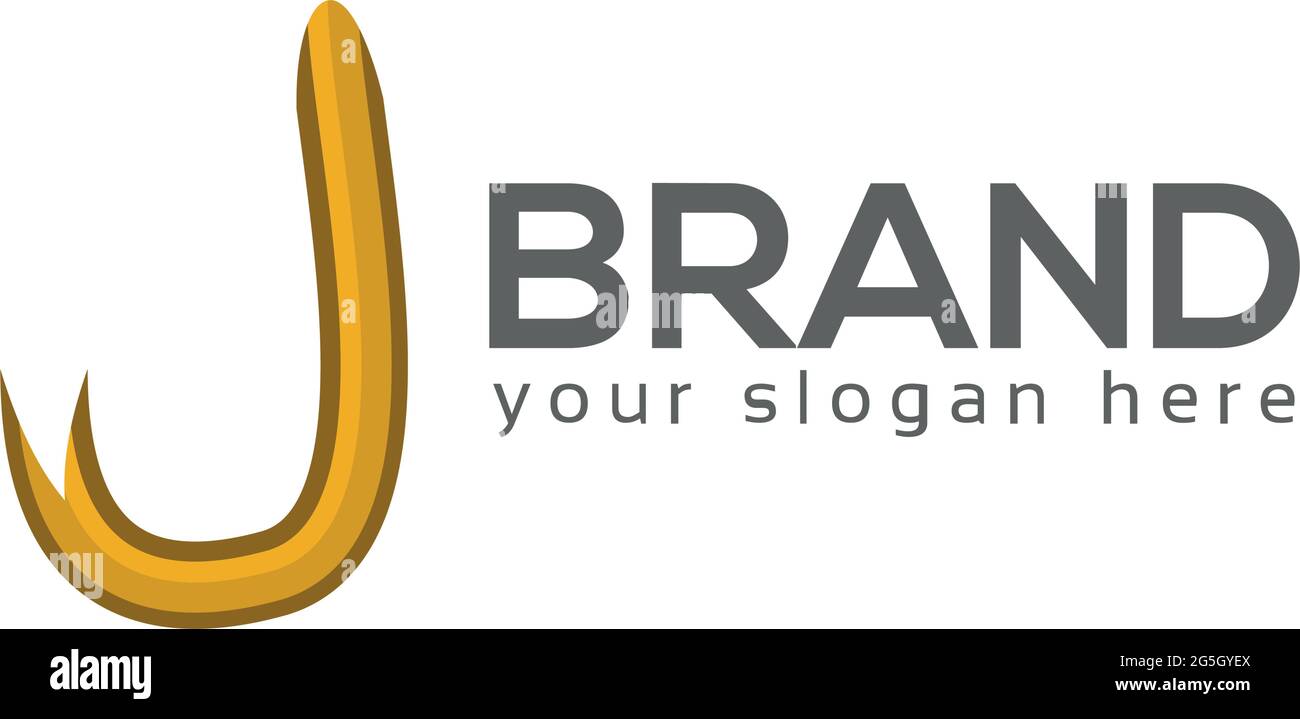 Letter J with ribbon on white background. Logo Design Template. Flat ...