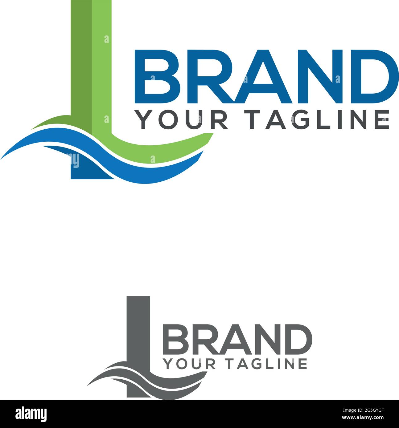 Letter l with wave on white background. Logo Design Template. Flat ...