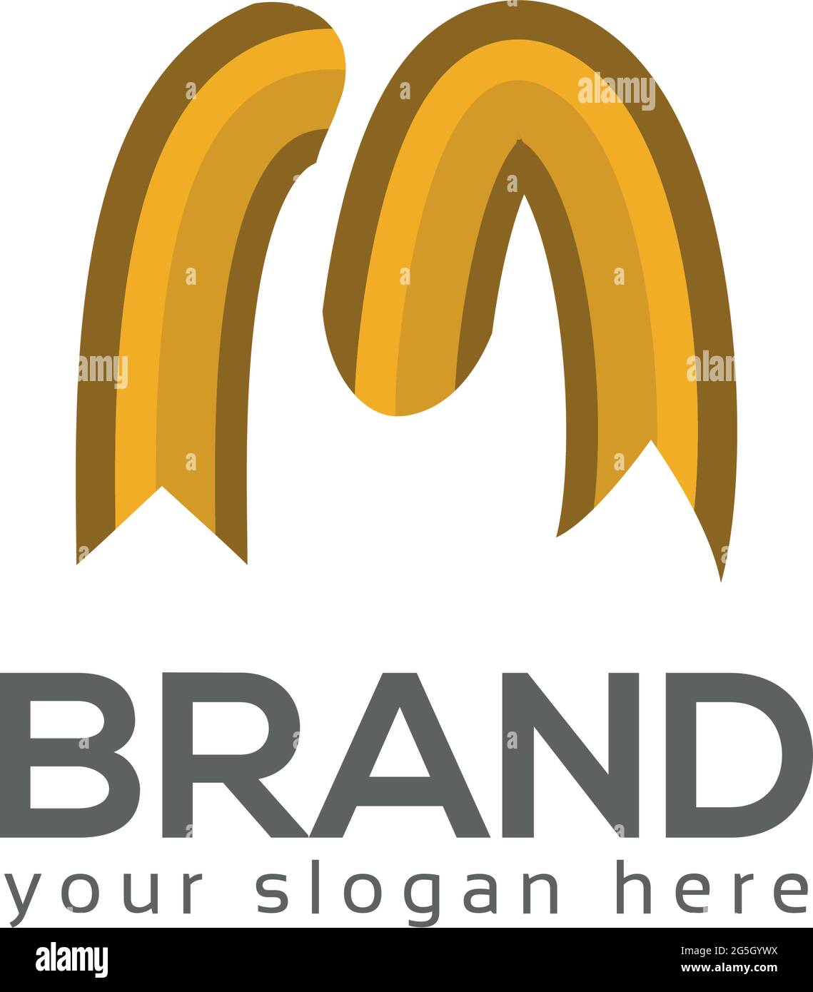 Letter M with ribbon on white background. Logo Design Template. Flat ...