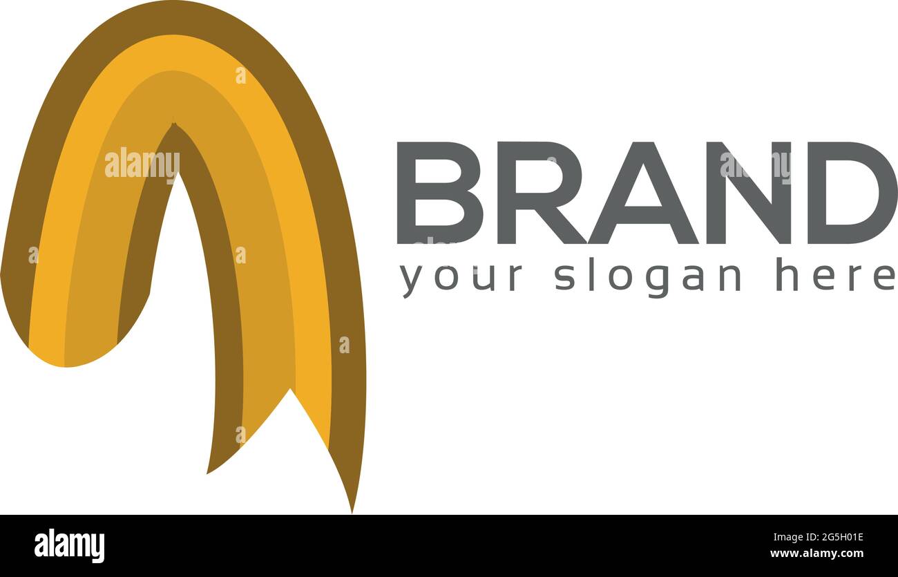 Letter N with ribbon on white background. Logo Design Template. Flat ...