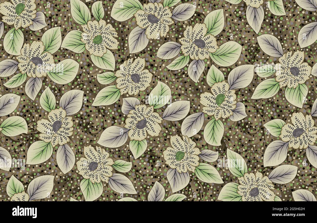 A green floral pattern for wallpaper and background Stock Photo - Alamy