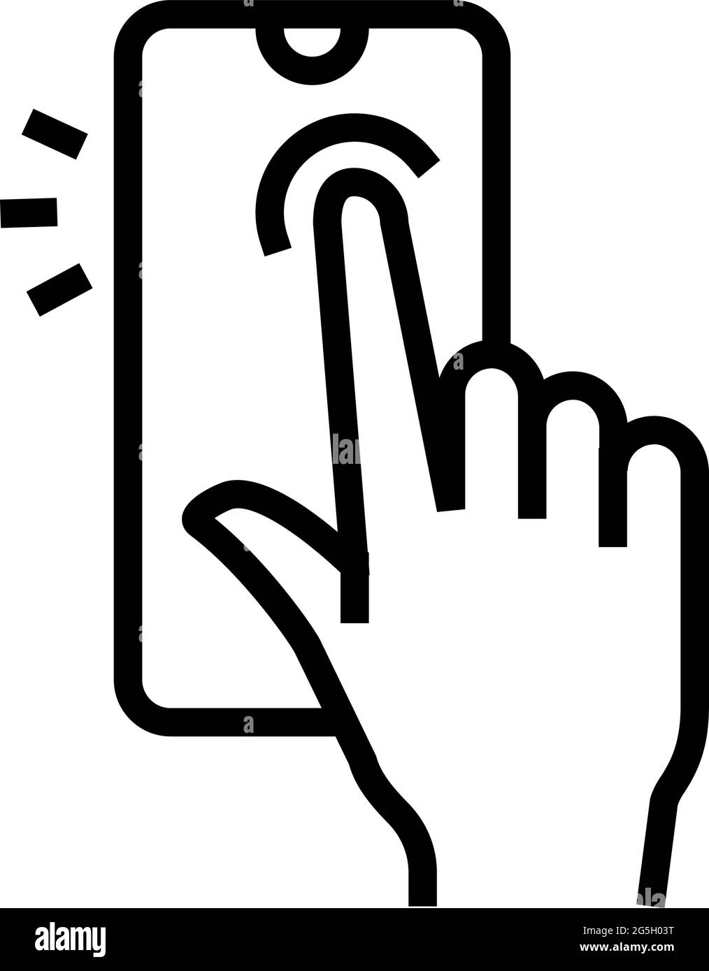tapping with finger smartphone screen line icon vector illustration ...