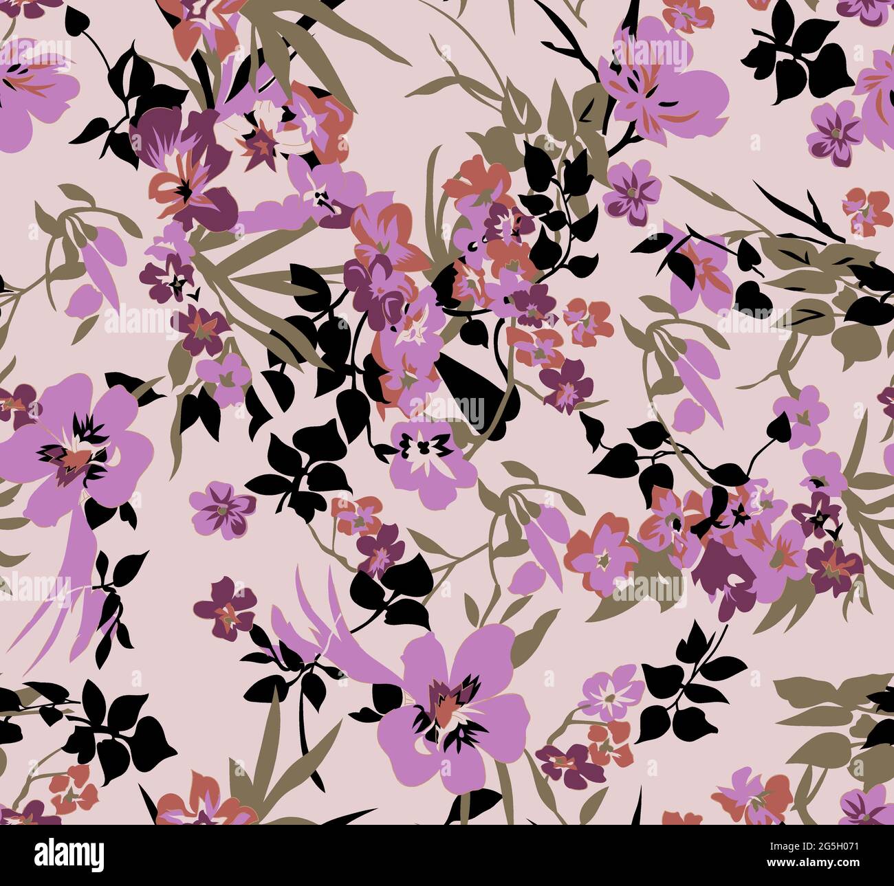 A purple floral pattern for wallpaper and background Stock Photo - Alamy