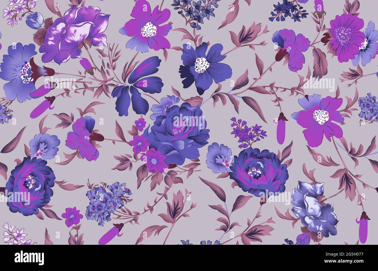 A purple floral pattern for wallpaper and background Stock Photo - Alamy