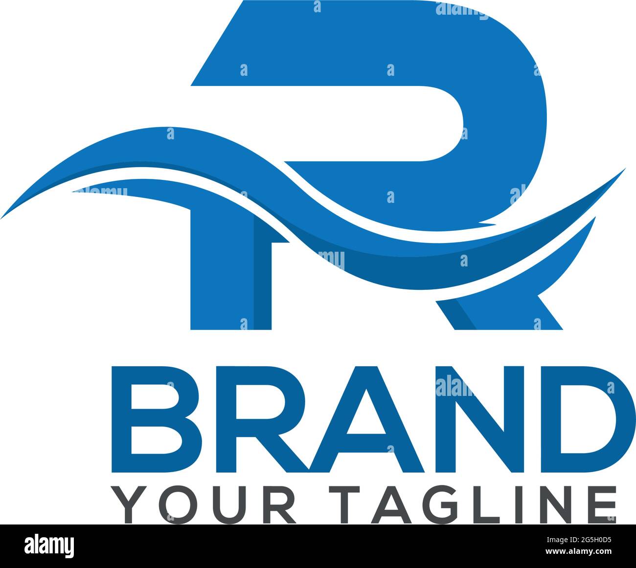 Letter r with wave on white background. Logo Design Template. Flat ...