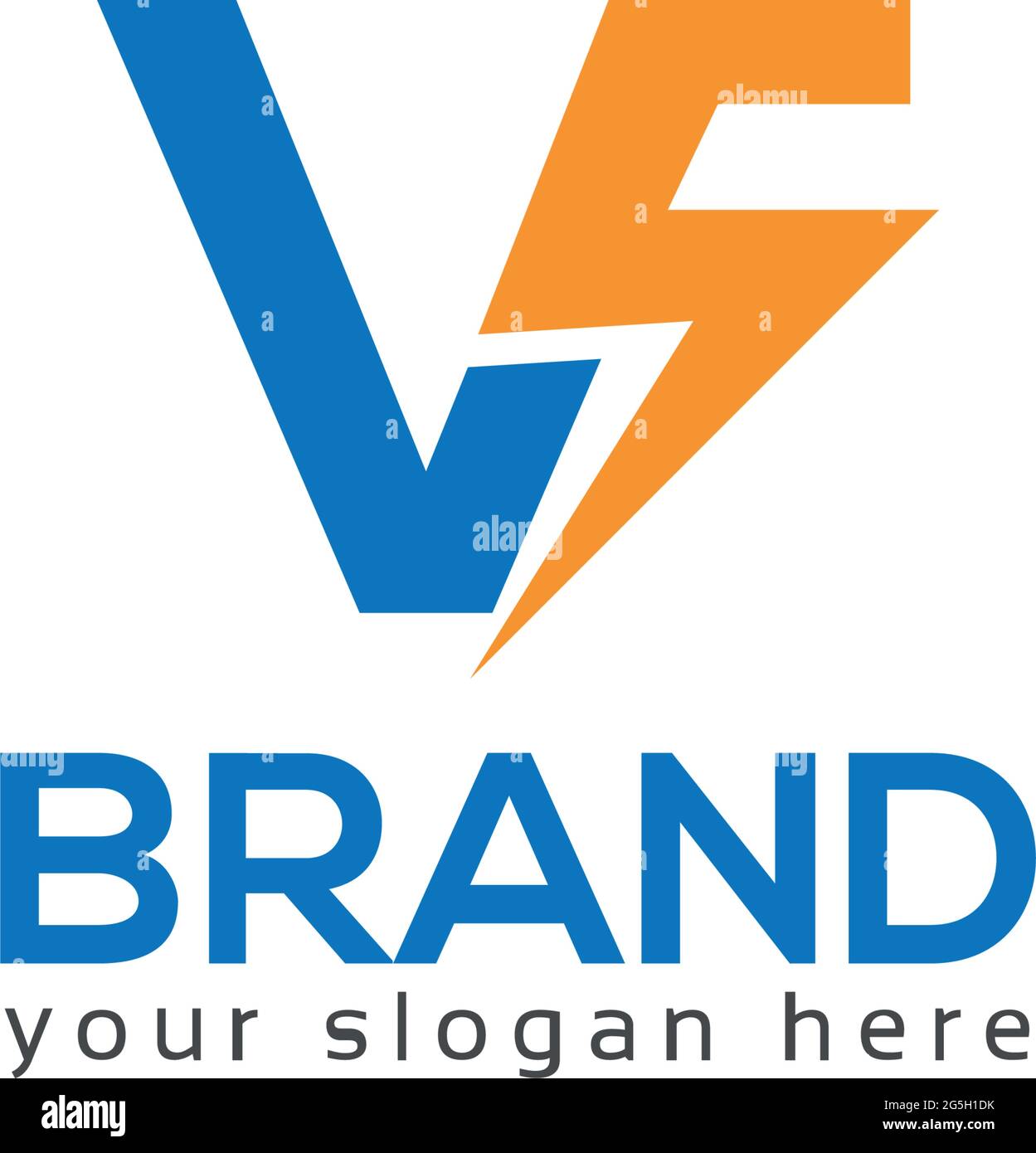 Letter v and s with lightning on white background. logo with a basic ...