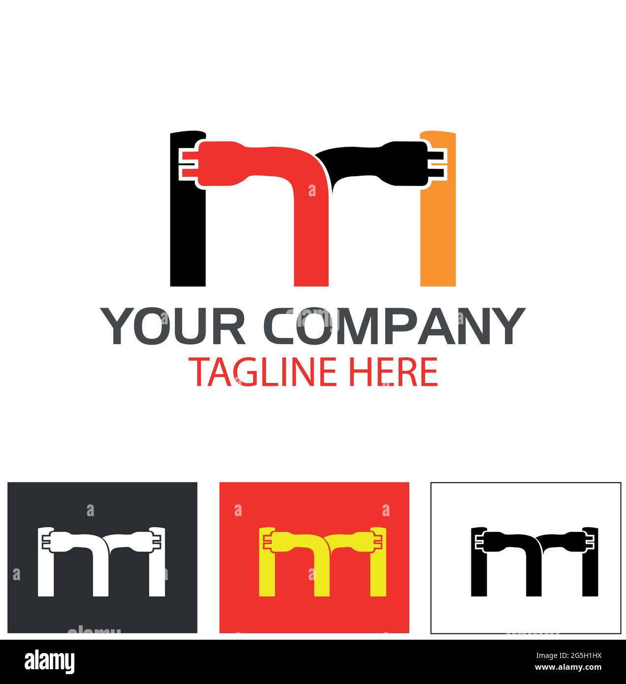 Creative Letter m with plug icon. Flat Vector illustration Stock Vector ...