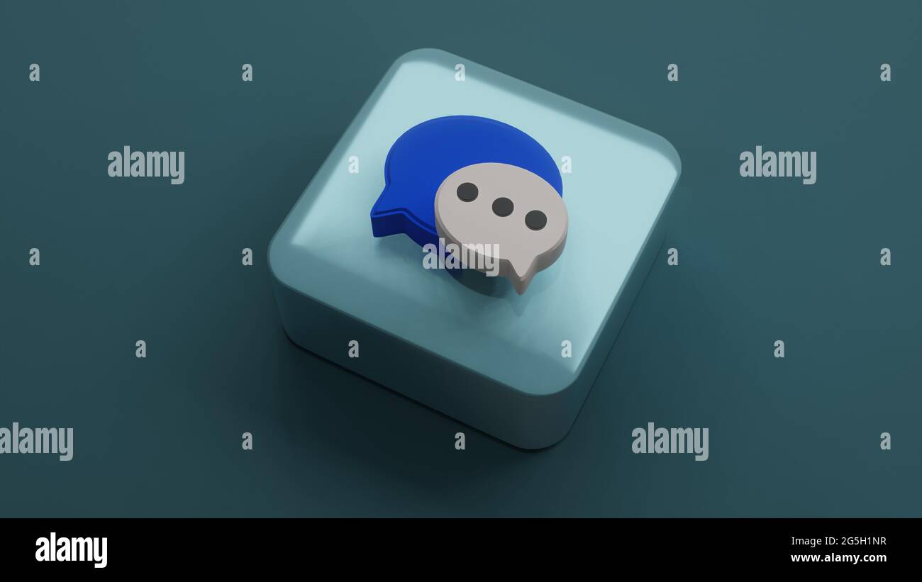 speech bubbles thinking balloon icon on square shape , 3d rendering ...