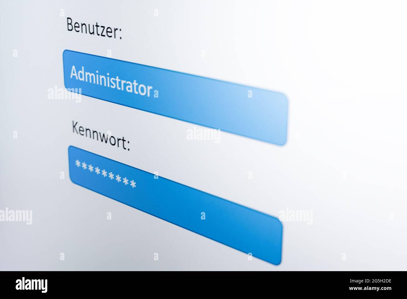 A german user and password login screen Stock Photo - Alamy