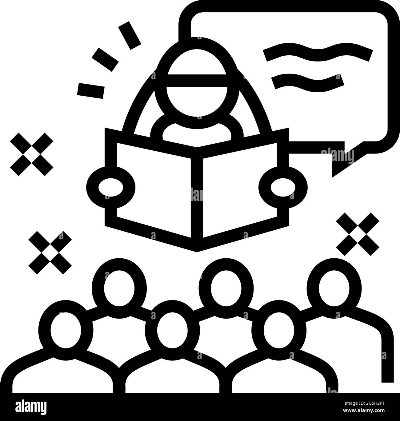 story time in children library line icon vector illustration Stock ...