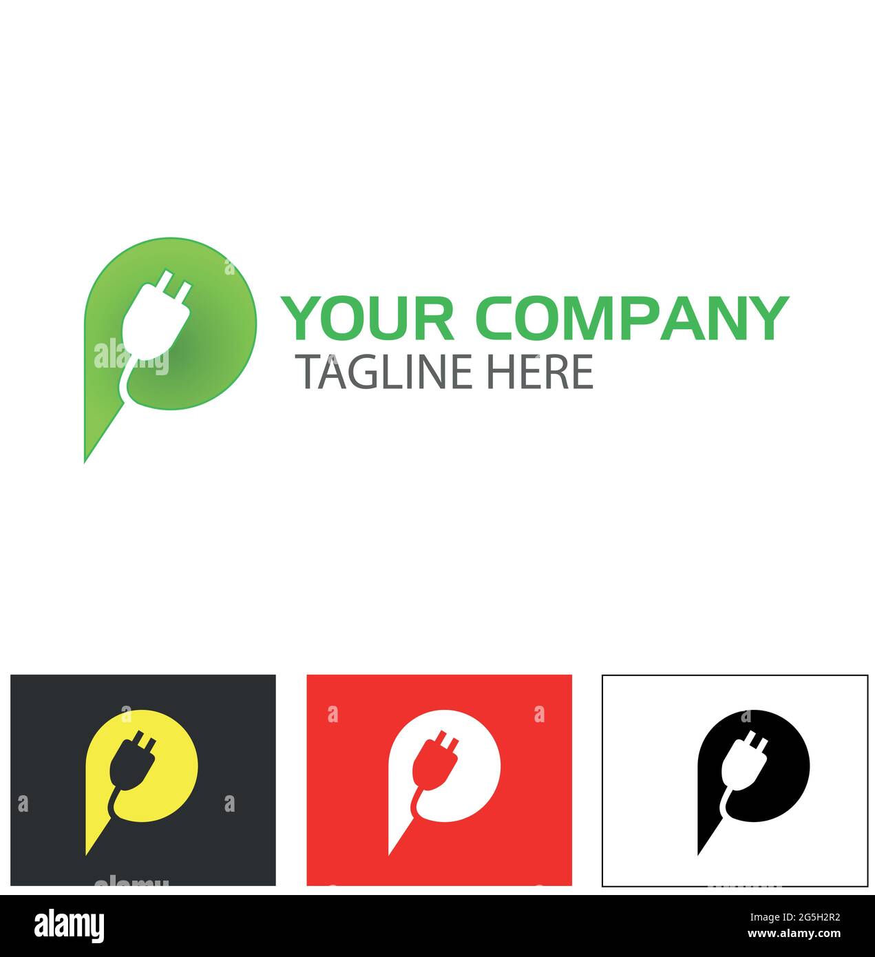 Creative Letter p with plug icon. Flat Vector illustration Stock Vector ...