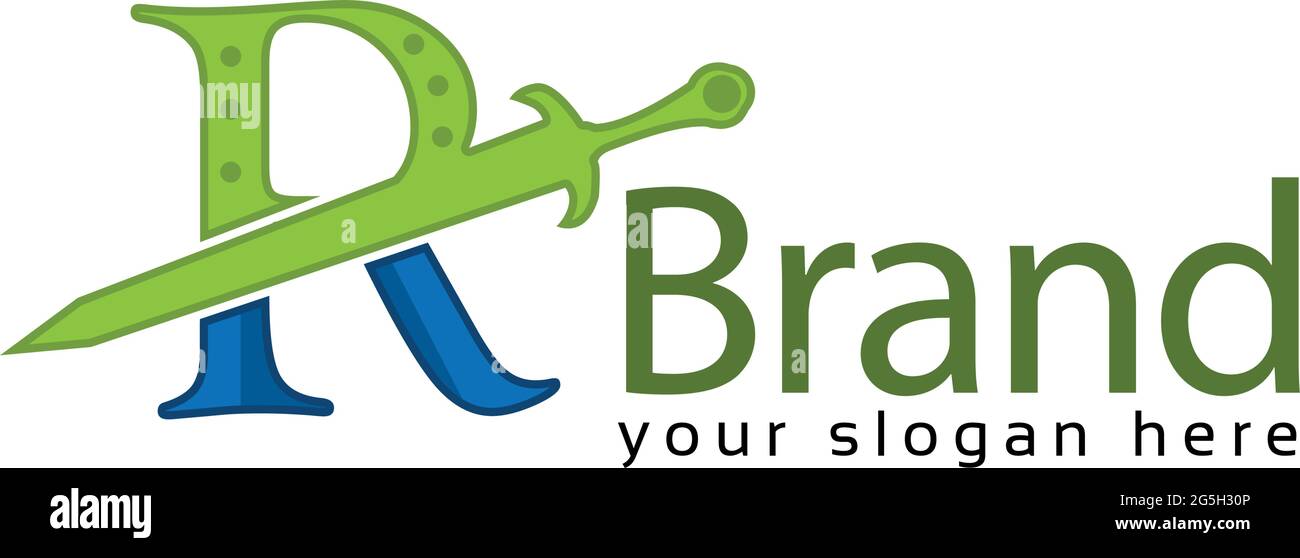 Sword Letter r Logo. Vector Illustration on white background Stock ...