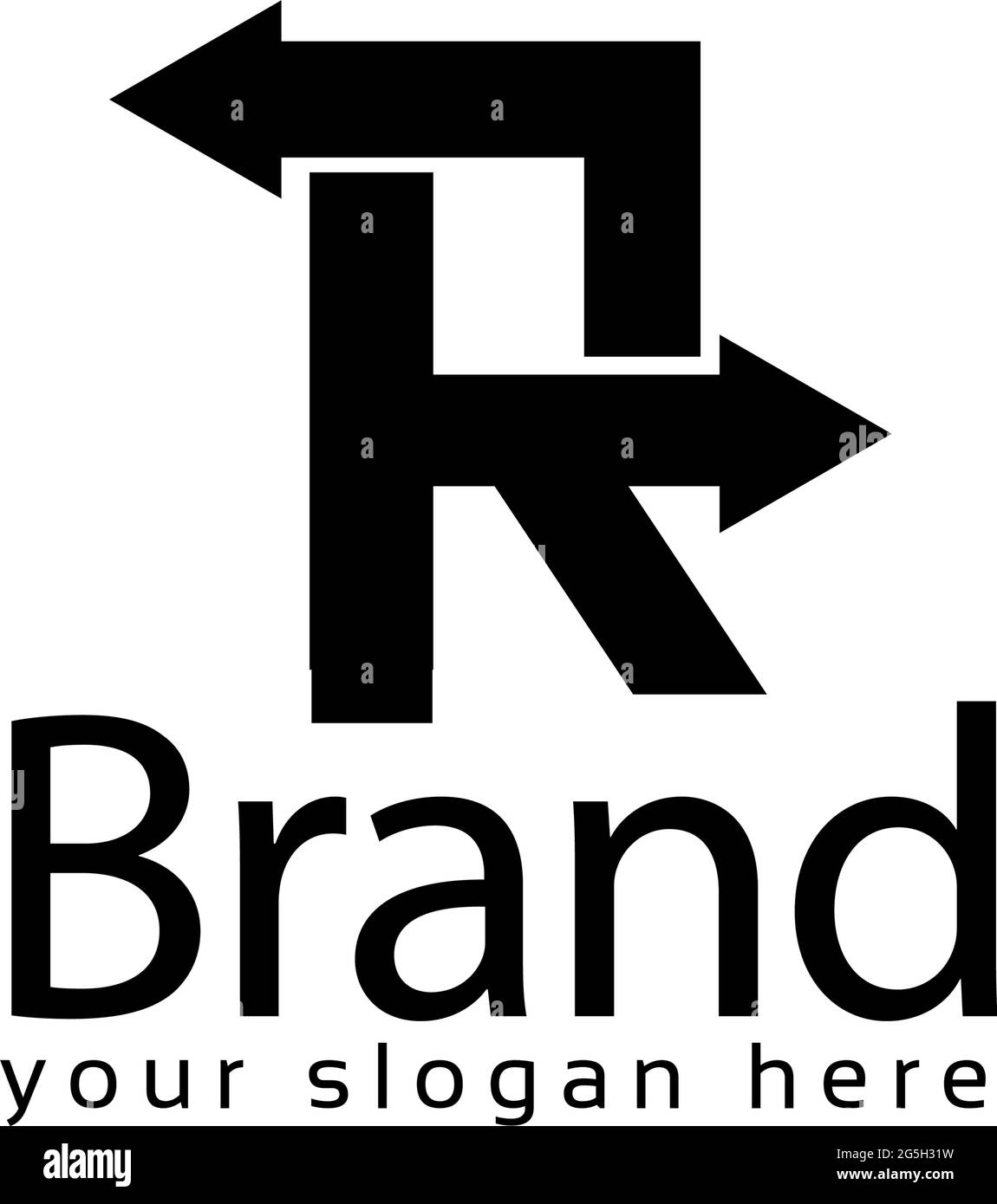 Letter R logo with arrow, R initial, flat design. technology logo Stock ...