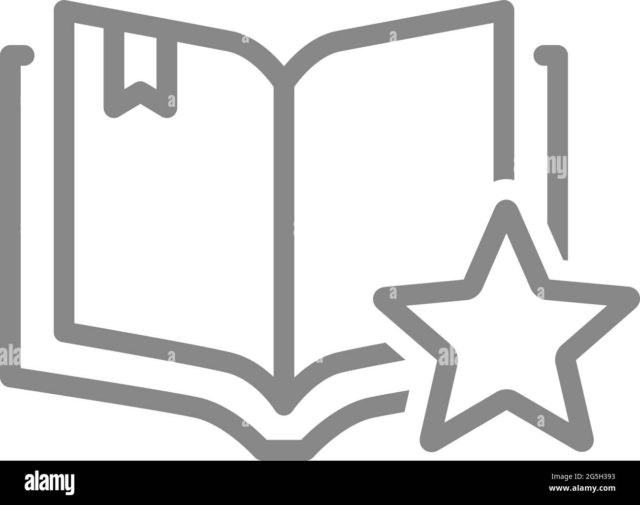 Star with open book line icon. Add to favorites, book rating ...