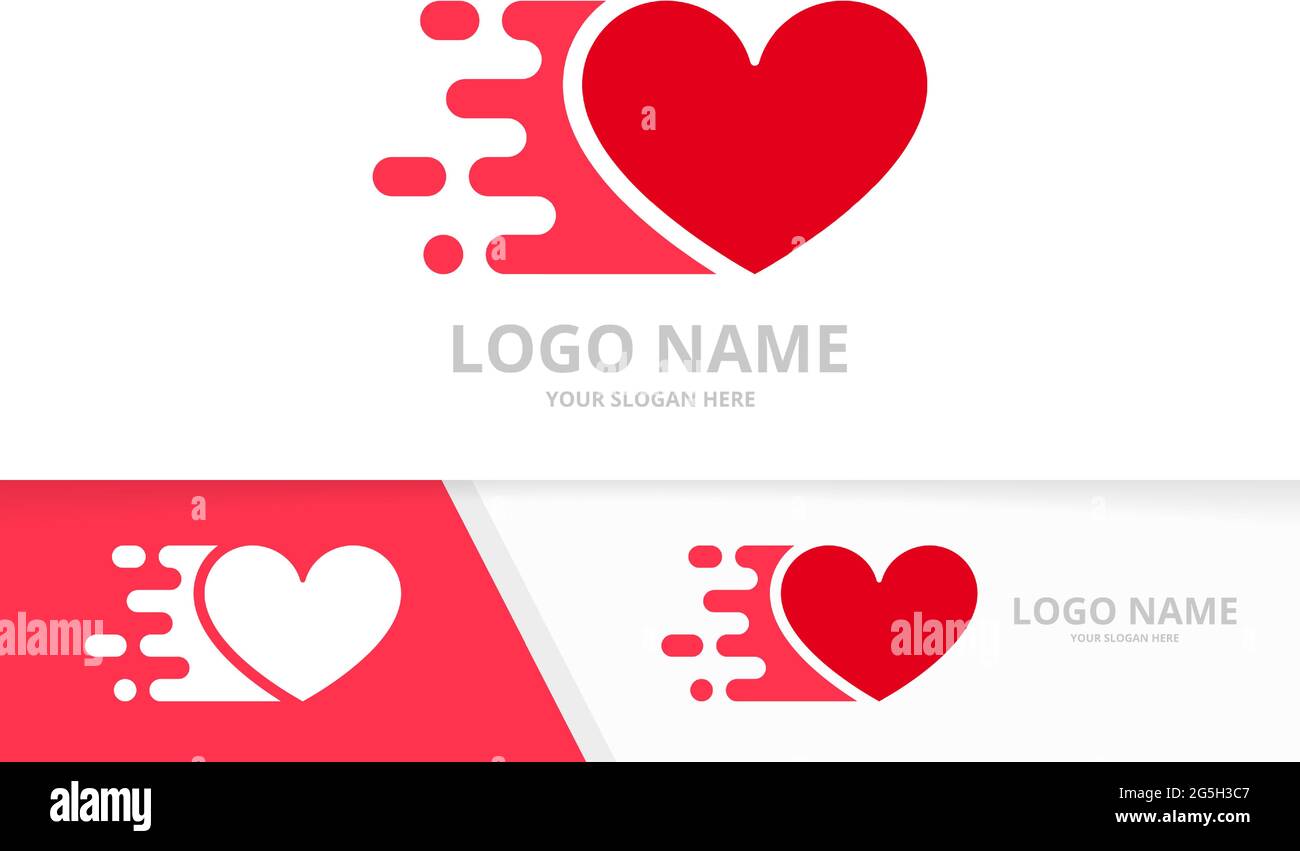 Vector quick heart logo combination. Fast love logotype design template ...