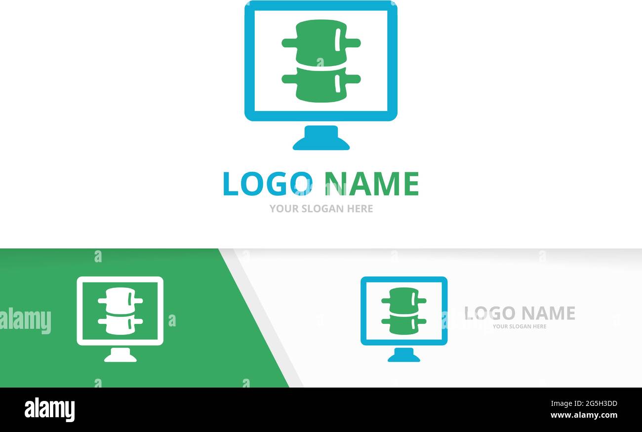 Vector spine and computer logo combination. Vertebral column and ...