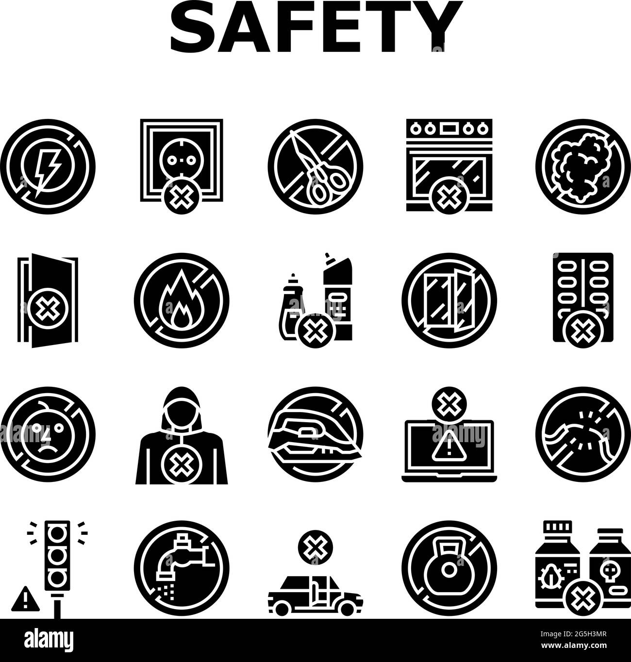 Child Life Safety Collection Icons Set Vector Stock Vector Image & Art ...
