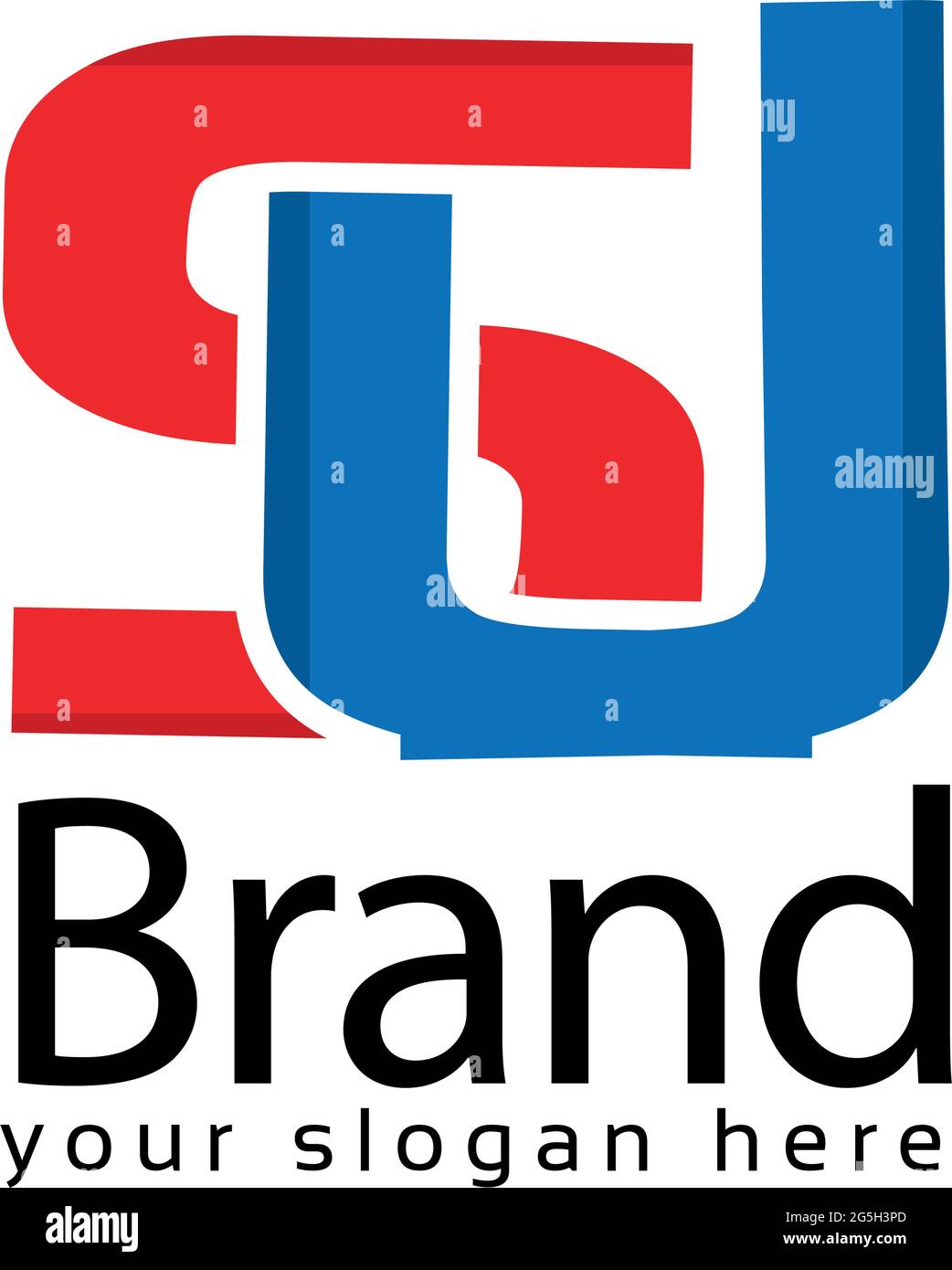 Red And Blue Letter SU Logo. Vector Illustration on white background ...